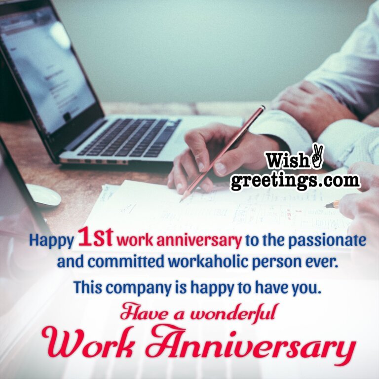 1st Work Anniversary Wishes - Wish Greetings
